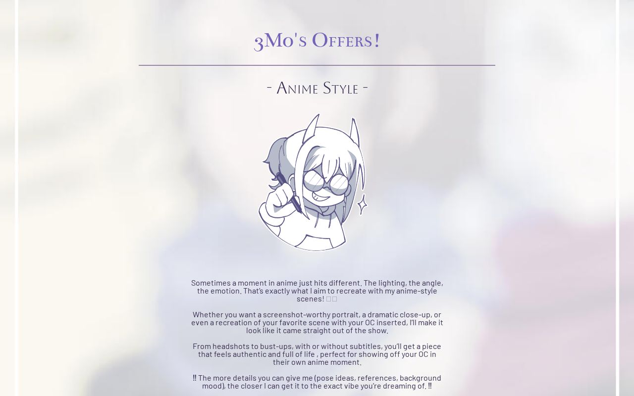 3M0's Anime Style Offer!